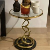 China Pure Copper Snake Shaped Legs Coffee Table Luxury Living Room Furniture Corner Table for sale