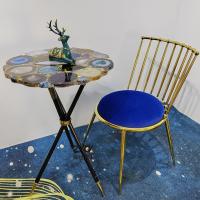 China Elegant Agate Coffee Table Luxury Living Room Furniture Natural Colored Metal Legs Unique Corner for sale