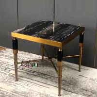 China Italian Marble Sofa Side Table Luxury Living Room Furniture Stainless Steel Coffee Table for sale