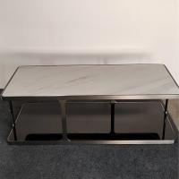 China Italian Modern Simple Coffee Table Luxury Living Room Furniture Stainless Steel Square Marble for sale