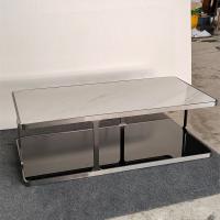 China Italian Modern Simple Coffee Table Luxury Living Room Furniture Stainless Steel Square Marble for sale
