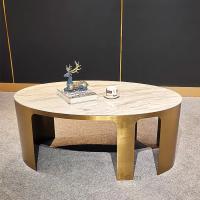 China White Natural Marble Top Coffee Table Luxury Living Room Furniture Stainless Steel Frame Storage for sale