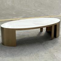 China White Natural Marble Top Coffee Table Luxury Living Room Furniture Stainless Steel Frame Storage for sale