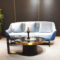 China Tempered Glass Combination Coffee Table Luxury Living Room Furniture Personalized Metal Design Light Style for sale