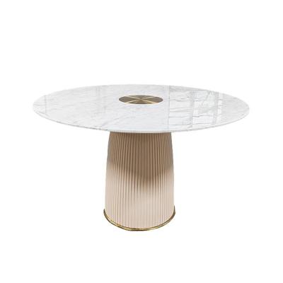 China Italian High End Creative Marble Dining Table Stainless Steel Luxury Furniture for Home for sale