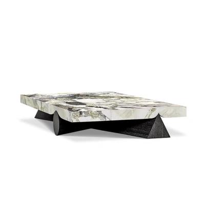 China Contemporary Marble Square Coffee Table Luxury Living Room Furniture Stainless Steel Black Paint Iron Art for sale