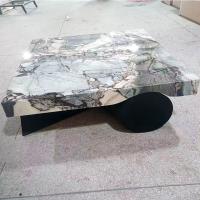 China Contemporary Marble Square Coffee Table Luxury Living Room Furniture Stainless Steel Black Paint Iron Art for sale