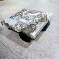 China Contemporary Marble Square Coffee Table Luxury Living Room Furniture Stainless Steel Black Paint Iron Art for sale
