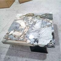 China Contemporary Marble Square Coffee Table Luxury Living Room Furniture Stainless Steel Black Paint Iron Art for sale