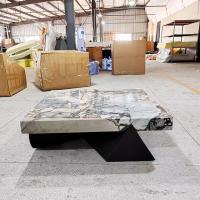 China Contemporary Marble Square Coffee Table Luxury Living Room Furniture Stainless Steel Black Paint Iron Art for sale