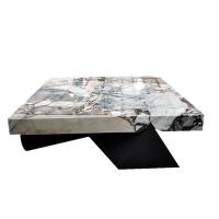 China Contemporary Marble Square Coffee Table Luxury Living Room Furniture Stainless Steel Black Paint Iron Art for sale
