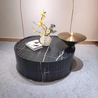 China Pure Black Conical Gold Platform Coffee Table Luxury Living Room Furniture Stainless Steel Wood Frame for sale