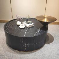 China Pure Black Conical Gold Platform Coffee Table Luxury Living Room Furniture Stainless Steel Wood Frame for sale