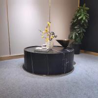 China Pure Black Conical Gold Platform Coffee Table Luxury Living Room Furniture Stainless Steel Wood Frame for sale