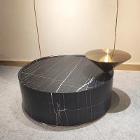 China Pure Black Conical Gold Platform Coffee Table Luxury Living Room Furniture Stainless Steel Wood Frame for sale