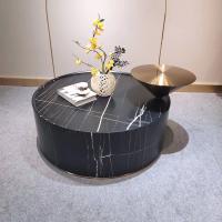 China Pure Black Conical Gold Platform Coffee Table Luxury Living Room Furniture Stainless Steel Wood Frame for sale