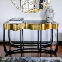 China Tempered Glass Stainless Steel Corner Table Modern Entryway Furniture Creative Customized Living Decor for sale