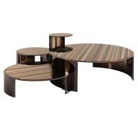 China Circular Stainless Steel Coffee Table Luxury Living Room Furniture High Low Splicing Design for sale