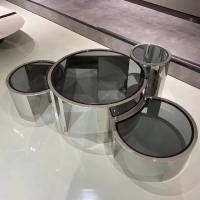 China Circular Stainless Steel Coffee Table Luxury Living Room Furniture High Low Splicing Design for sale