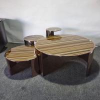 China Circular Stainless Steel Coffee Table Luxury Living Room Furniture High Low Splicing Design for sale