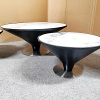 China Ink Wash Style Round Coffee Table Luxury Living Room Furniture Modern Stainless Steel Rock Plate for sale