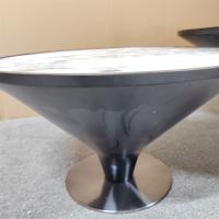 China Ink Wash Style Round Coffee Table Luxury Living Room Furniture Modern Stainless Steel Rock Plate for sale