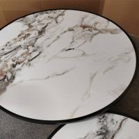 China Ink Wash Style Round Coffee Table Luxury Living Room Furniture Modern Stainless Steel Rock Plate for sale