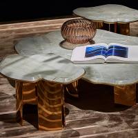 China Green Alien Marble Coffee Table Luxury Living Room Furniture Irregular Storage Combination for sale