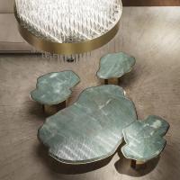 China Green Alien Marble Coffee Table Luxury Living Room Furniture Irregular Storage Combination for sale