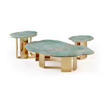 China Green Alien Marble Coffee Table Luxury Living Room Furniture Irregular Storage Combination for sale