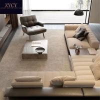 China Modular Leather L Shaped Sofa Luxury Living Room Furniture Steel Legs Reclining Sponge Filled for sale