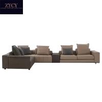 China Modular Leather L Shaped Sofa Luxury Living Room Furniture Steel Legs Reclining Sponge Filled for sale