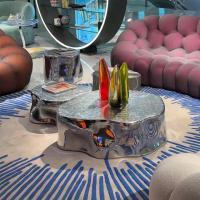 China Special Shaped Combination Coffee Table Luxury Living Room Furniture Modern Stainless Steel for sale