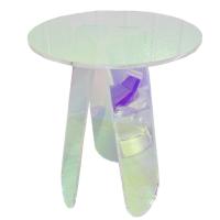 China Acrylic Rainbow Edge Coffee Table Luxury Living Room Furniture Dazzling Round Pattern for sale
