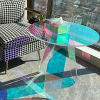 China Acrylic Rainbow Edge Coffee Table Luxury Living Room Furniture Dazzling Round Pattern for sale