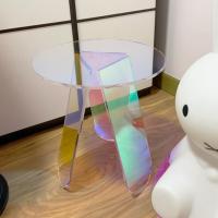 China Acrylic Rainbow Edge Coffee Table Luxury Living Room Furniture Dazzling Round Pattern for sale