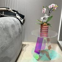 China Acrylic Rainbow Edge Coffee Table Luxury Living Room Furniture Dazzling Round Pattern for sale