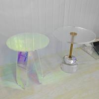 China Acrylic Rainbow Edge Coffee Table Luxury Living Room Furniture Dazzling Round Pattern for sale
