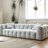 China Cream Colored Cotton Candy Lamb Fleece Sofa Luxury Living Room Furniture Three Seater Straight Row for sale