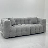 China Cream Colored Cotton Candy Lamb Fleece Sofa Luxury Living Room Furniture Three Seater Straight Row for sale