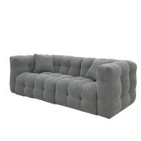 China Cream Colored Cotton Candy Lamb Fleece Sofa Luxury Living Room Furniture Three Seater Straight Row for sale