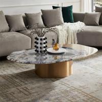 China Irregular Shaped Stainless Steel Marble Coffee Table Luxury Living Room Furniture Villa Hotel for sale