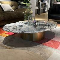 China Irregular Shaped Stainless Steel Marble Coffee Table Luxury Living Room Furniture Villa Hotel for sale