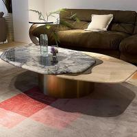 China Irregular Shaped Stainless Steel Marble Coffee Table Luxury Living Room Furniture Villa Hotel for sale