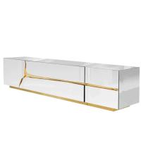 China Rectangular Wooden TV Cabinet Luxury Living Room Furniture Designer Stainless Steel Sophisticated for sale