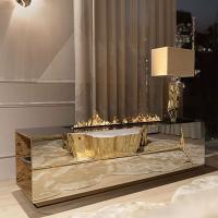 China Rectangular Wooden TV Cabinet Luxury Living Room Furniture Designer Stainless Steel Sophisticated for sale