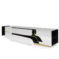 China Rectangular Wooden TV Cabinet Luxury Living Room Furniture Designer Stainless Steel Sophisticated for sale