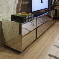 China Rectangular Wooden TV Cabinet Luxury Living Room Furniture Designer Stainless Steel Sophisticated for sale