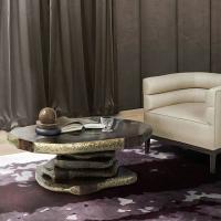 China Italian Modern Irregular Coffee Table Luxury Living Room Furniture Stainless Steel Wood Design for sale