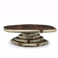 China Italian Modern Irregular Coffee Table Luxury Living Room Furniture Stainless Steel Wood Design for sale